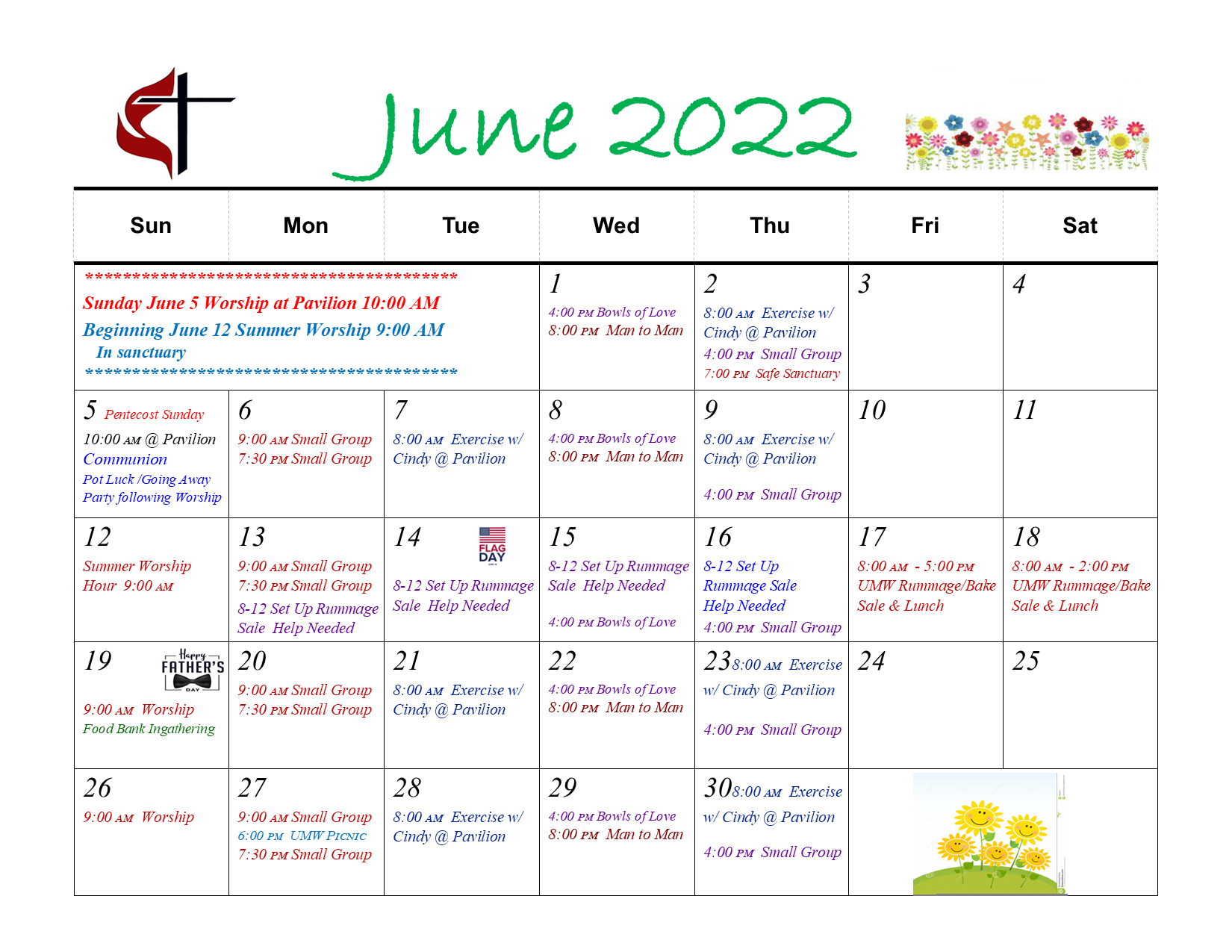 Monthly Calendars – St. Marys Methodist Church